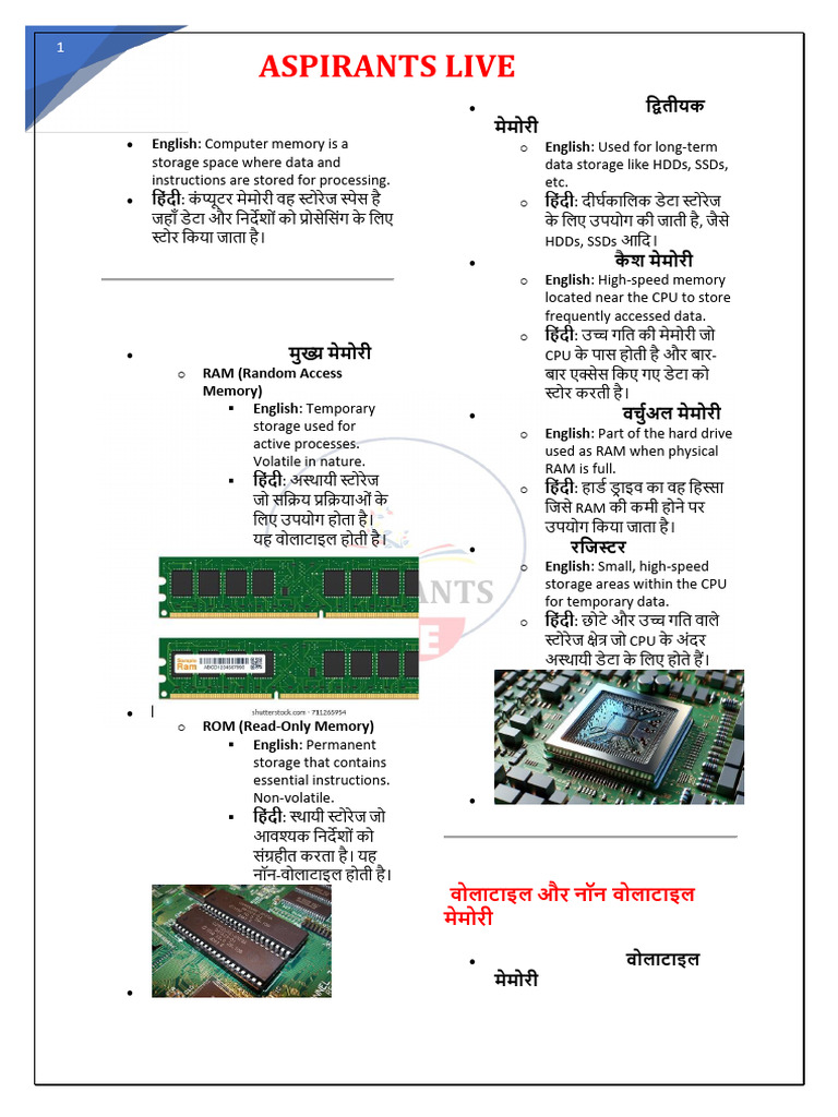 Aspirants Live: Definition of Memory | PDF