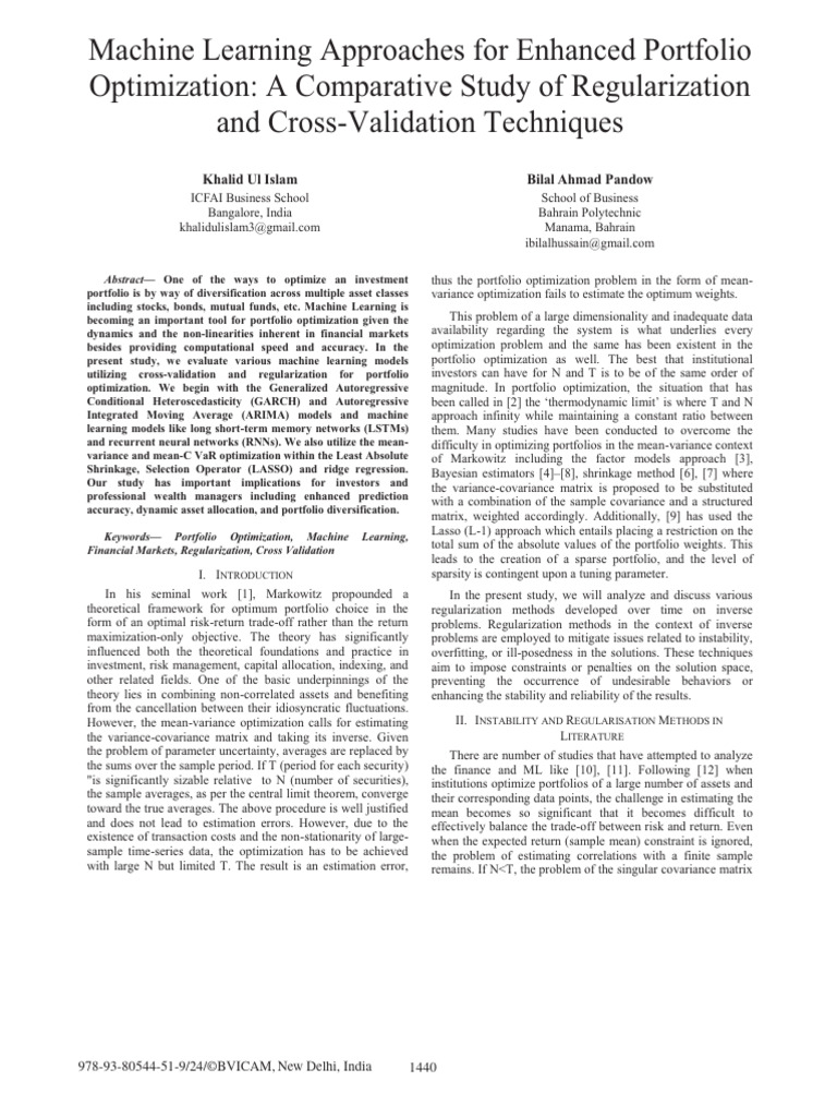 Machine Learning Approaches For Enhanced Portfolio Optimization A