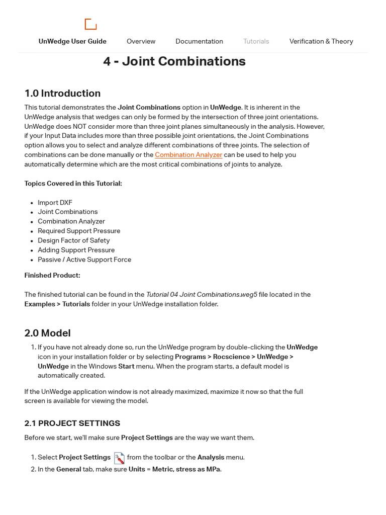 UnWedge Tutorials _ 4 - Joint Combinations | PDF | Force | Pressure