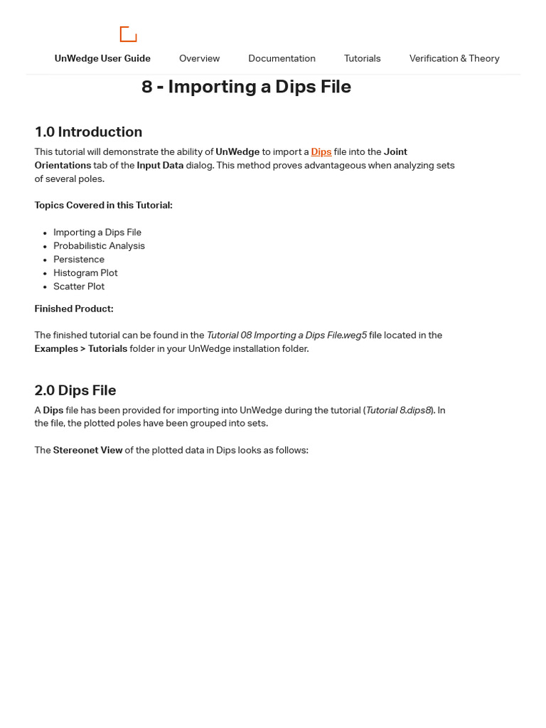 UnWedge Tutorials _ 8 - Importing a Dips File | PDF | Histogram | Statistics