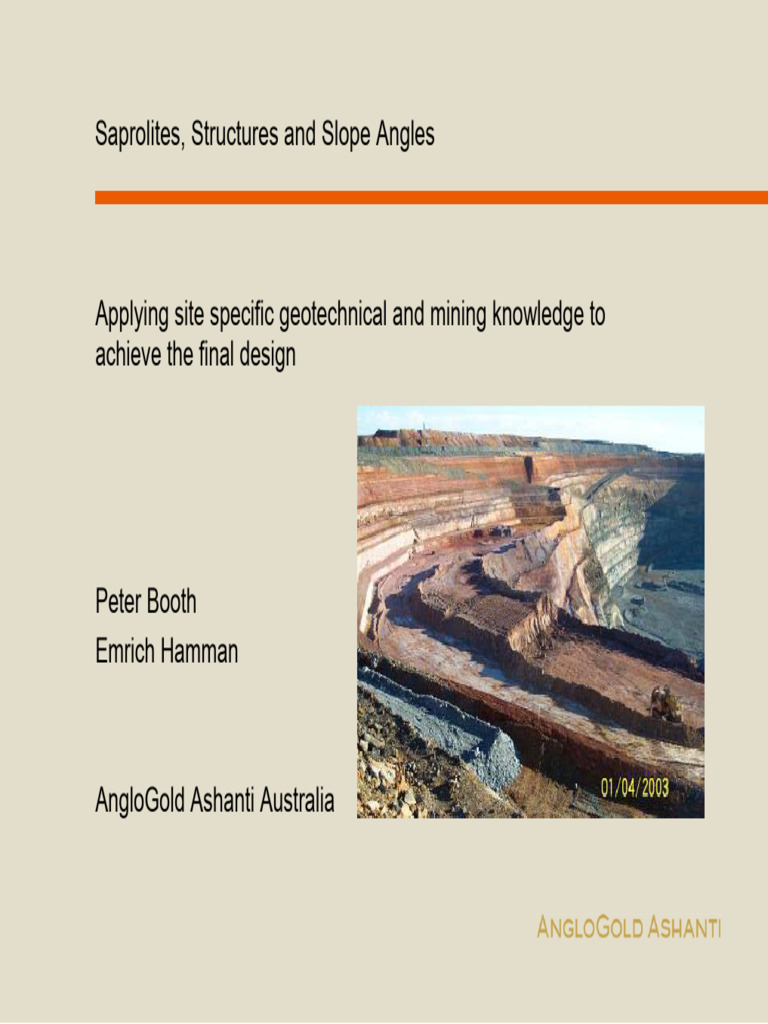 Saprolites, Structures and Slope Angles—Applying Site-Specific ...