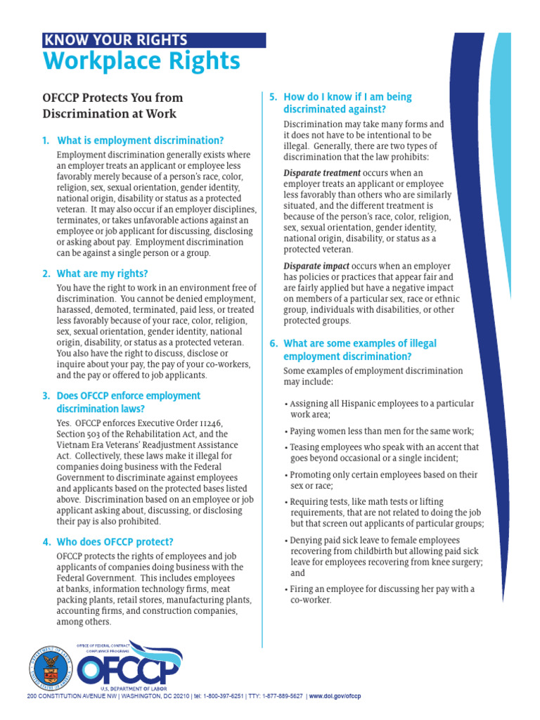 OFCCP Employment Discrimination Guide | PDF | Discrimination ...