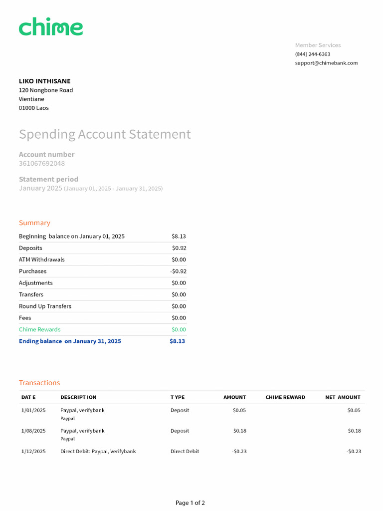 bankstatement | PDF | Pay Pal | Debit Card