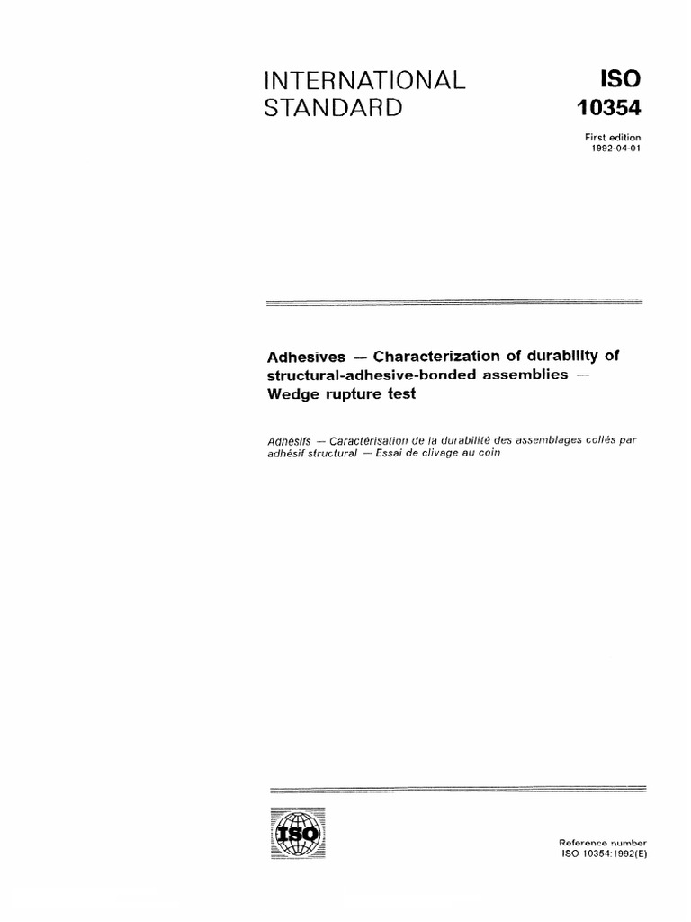 ISO 10354_1992 Adhesives_ Caracterization of Durability of Structural ... ISO 10354_1992 Adhesives_ Caracterization of Durability of Structural ...