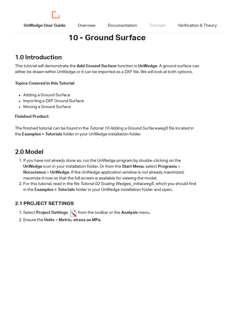 UnWedge Tutorials - 10 - Ground Surface | PDF | Computing | System Software