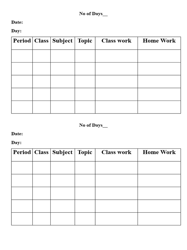 Daily Class and Assembly Log Template | PDF