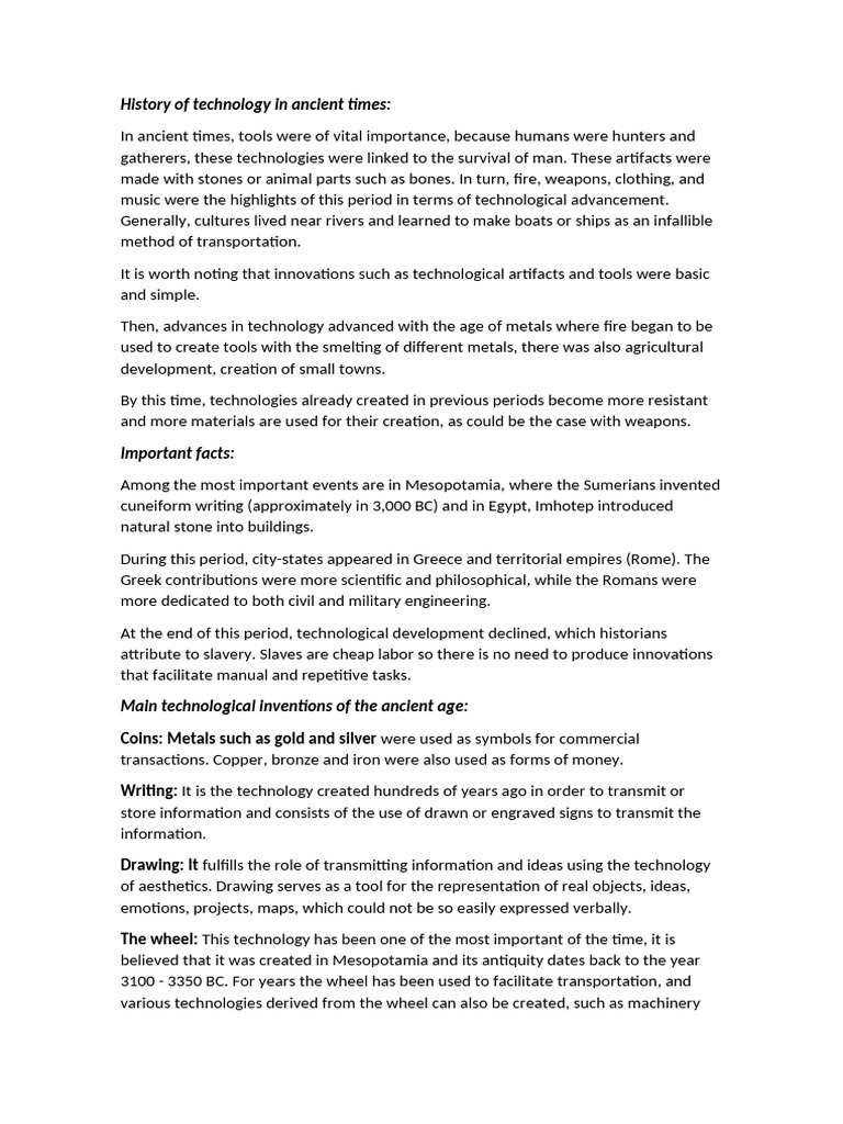 History of Technology in Ancient Times | PDF | Ancient Greece | Tools