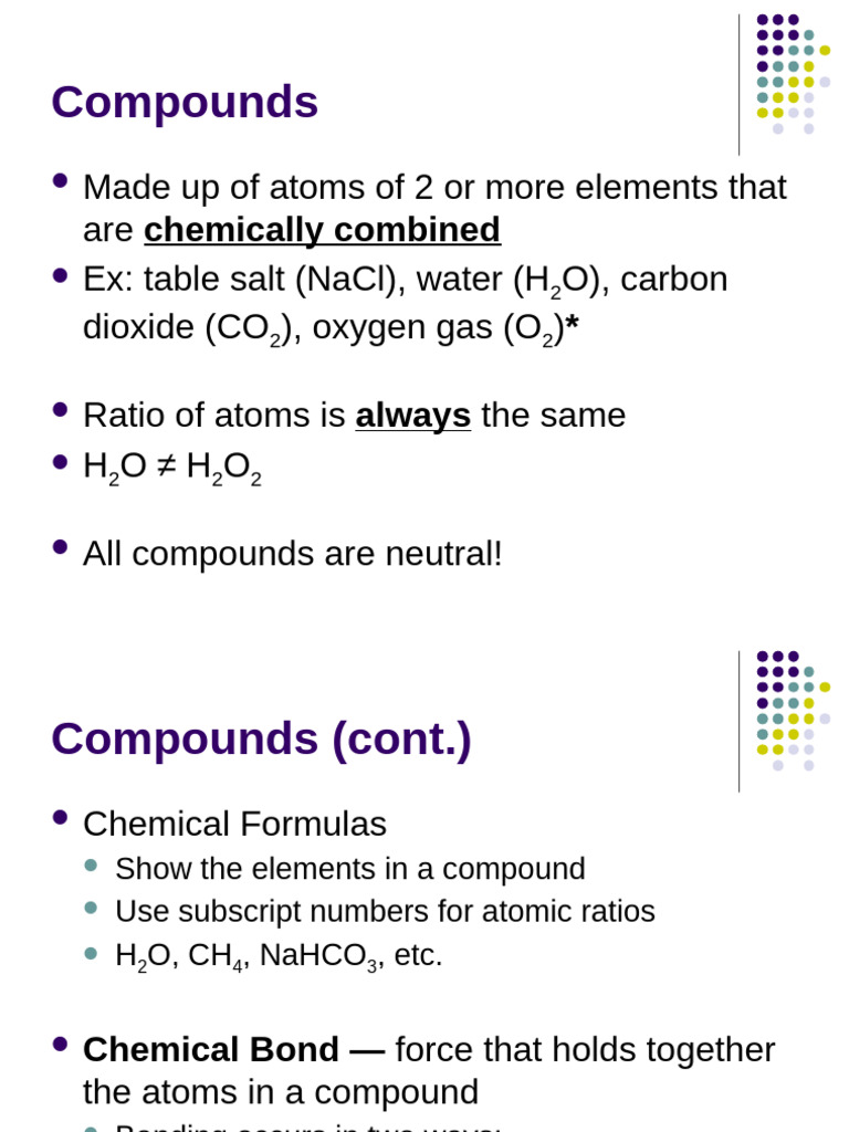 Compounds, Ionic and Metallic Bonding | PDF