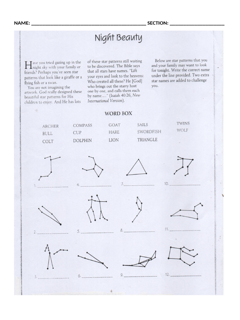 Constellation Activity Sheet | PDF