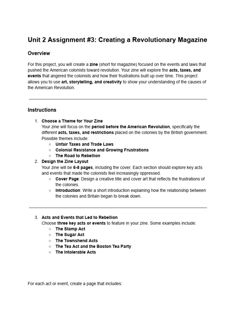 Unit 2 Assignment 5 The American Revolution Magazine | PDF