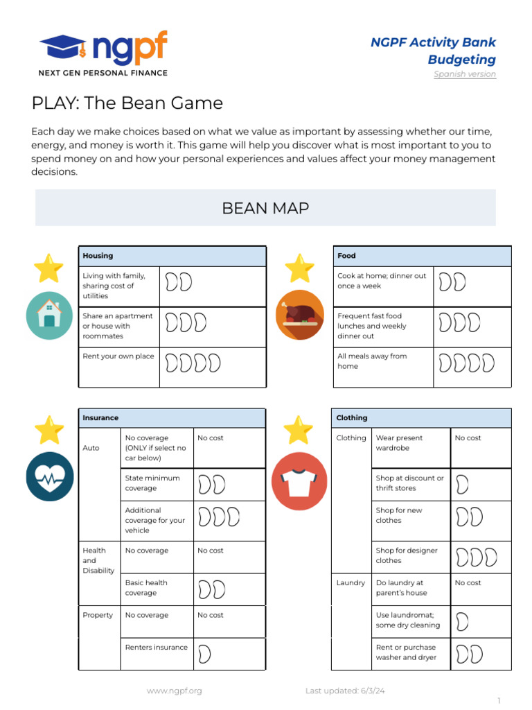 Bean Game: Budgeting Insights for Students | PDF