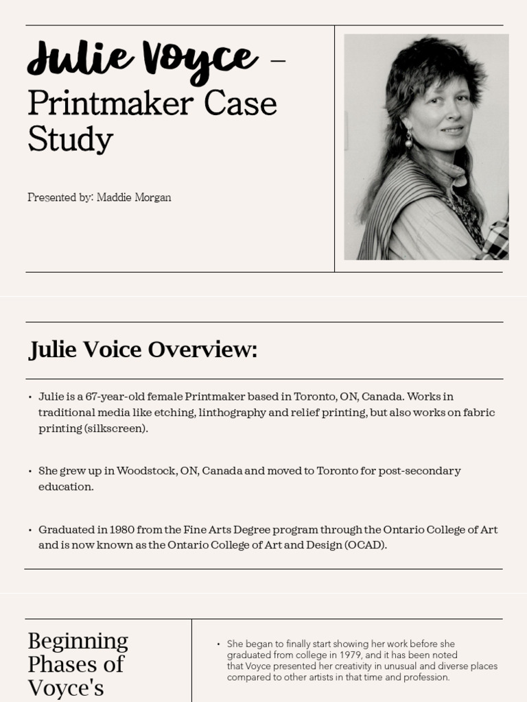 Julie Voyce: Toronto Printmaker Profile | PDF | The Arts