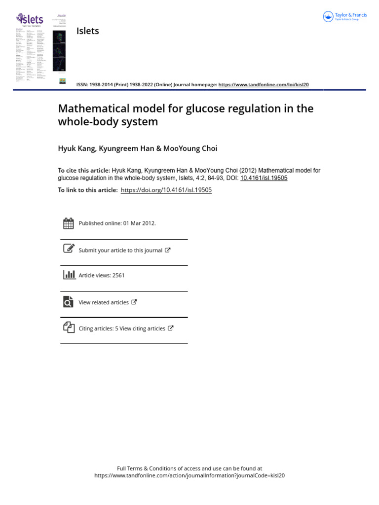 Whole-Body Glucose Regulation Model | PDF | Insulin | Pancreas