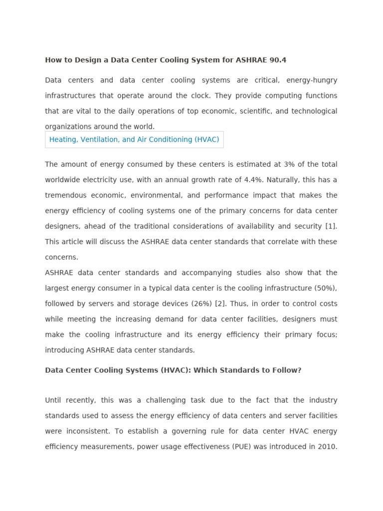 How To Design A Data Center Cooling System For ASHRAE 90 | PDF | Data ...