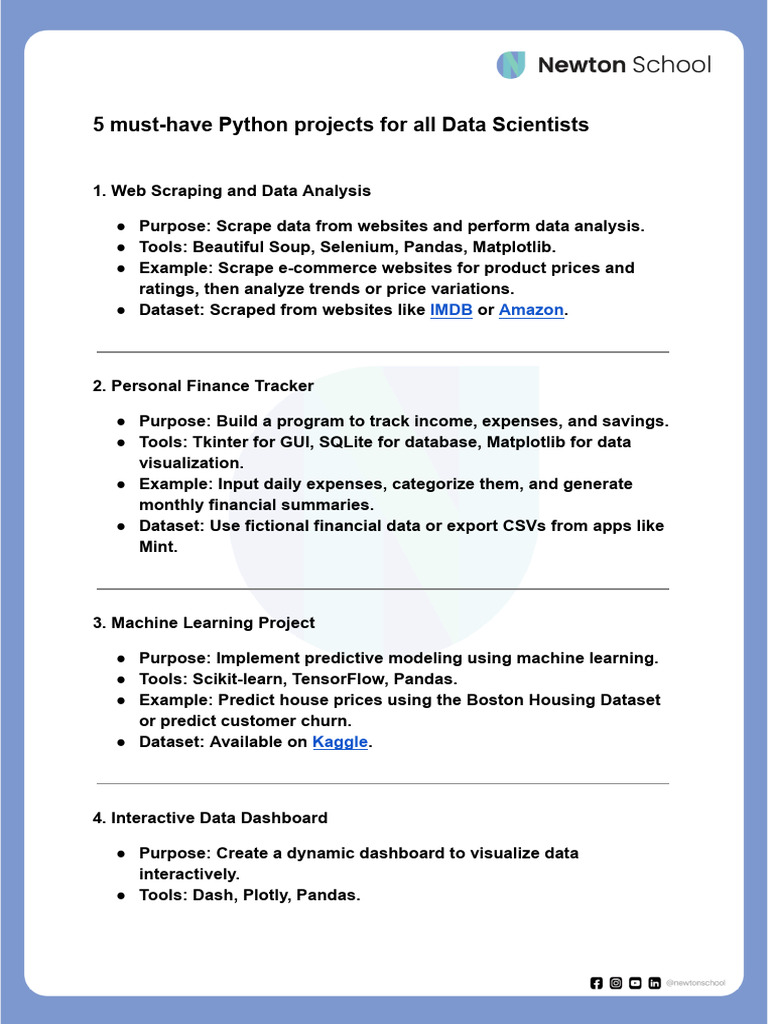 5 Must-Have Python Projects For All Data Scientists | PDF
