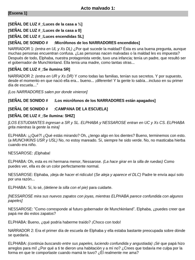Guion Completo de Wicked | PDF