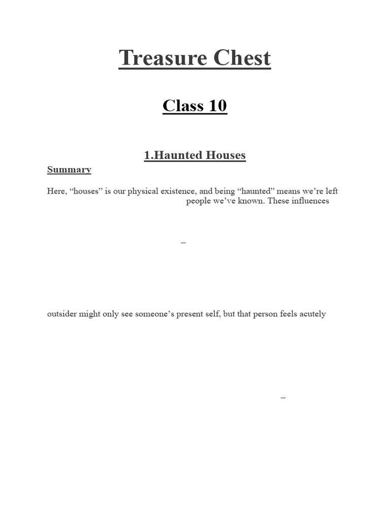Class 10 Treasure Chest Poems Combined | PDF | Ghosts | Perception