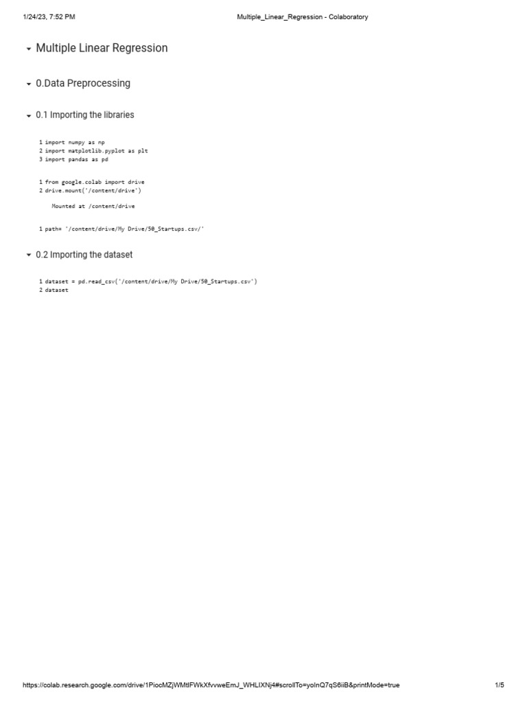 Multiple - Linear - Regression - Colaboratory | PDF | Dependent And Independent Variables ...