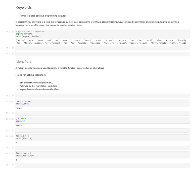 1 Aug Keywords-And-Identifiers | PDF