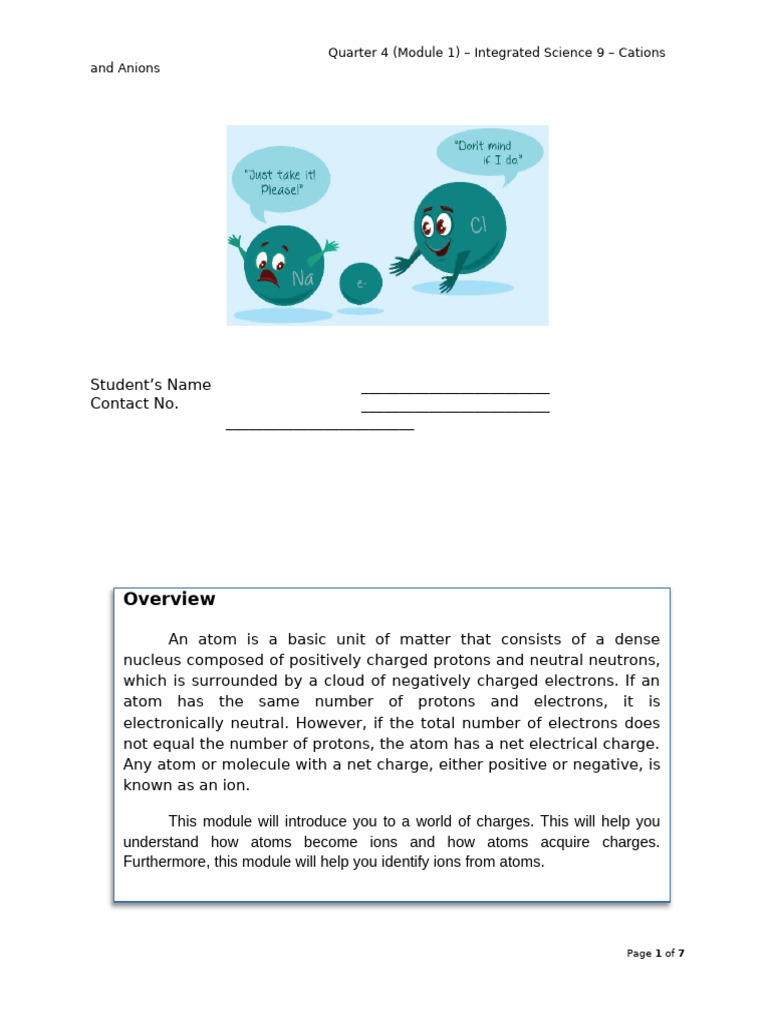 MODULE 3 | PDF | Ion | Atoms