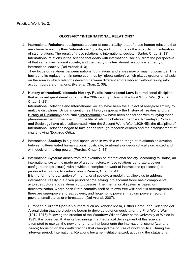 International Relations Glossary | PDF | Great Power | International Law