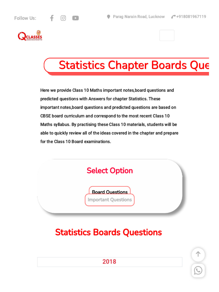 Class 10 Statistics Board Questions | PDF | Mean