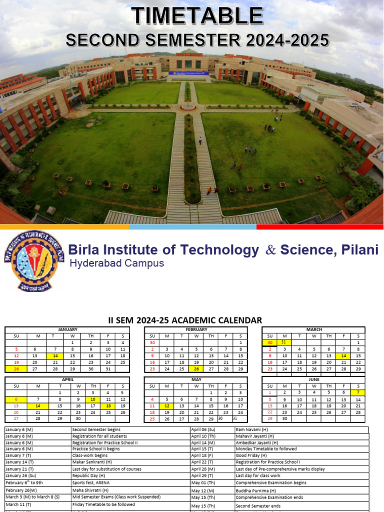 Timetable - II Semester 2024 - 25 | PDF | Academic Term | Educational Stages