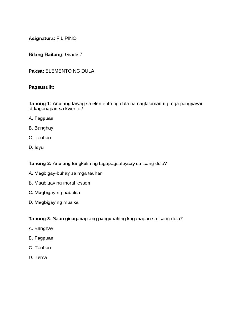 Quiz Filipino | PDF