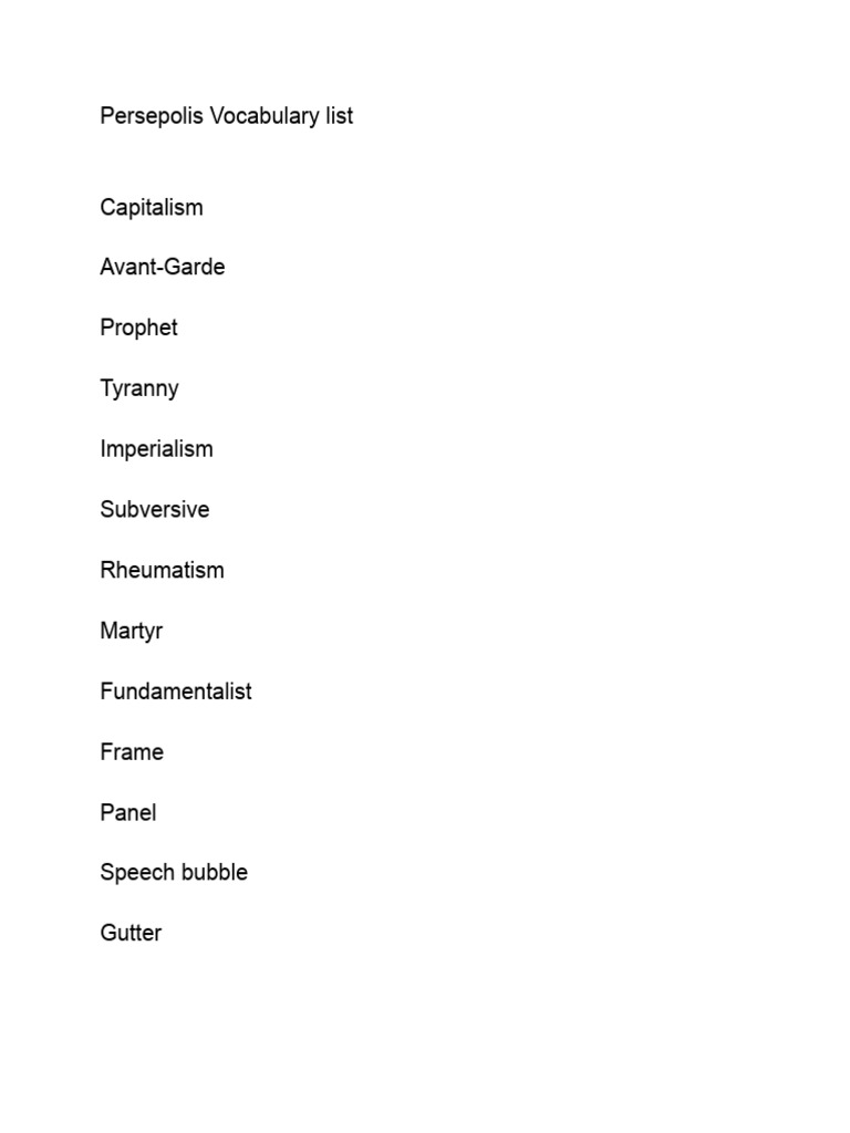 Persepolis Vocabulary List | PDF