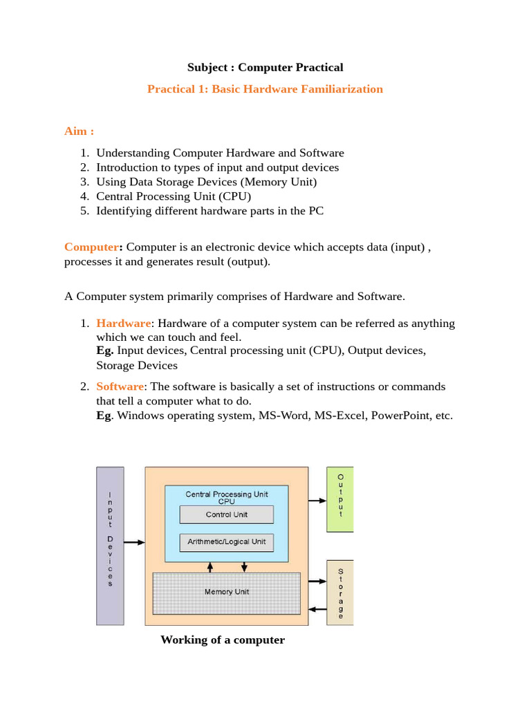 Basic Hardware Familiarization | PDF | Computer Data Storage | Computer Hardware