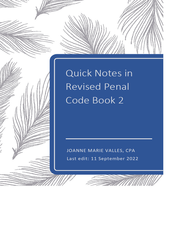 5B. RPC Book 2 Quick Notes - Jo Valles | PDF | Detention (Imprisonment ...