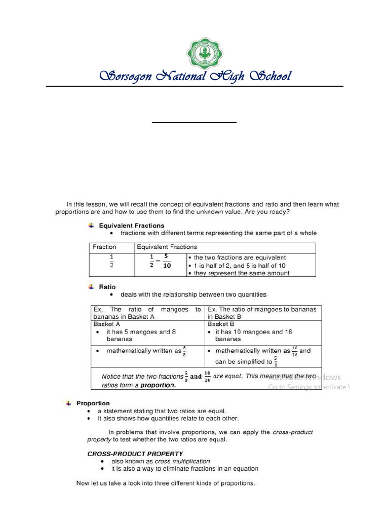 LAS BUSMATH Ratio Proportion | PDF