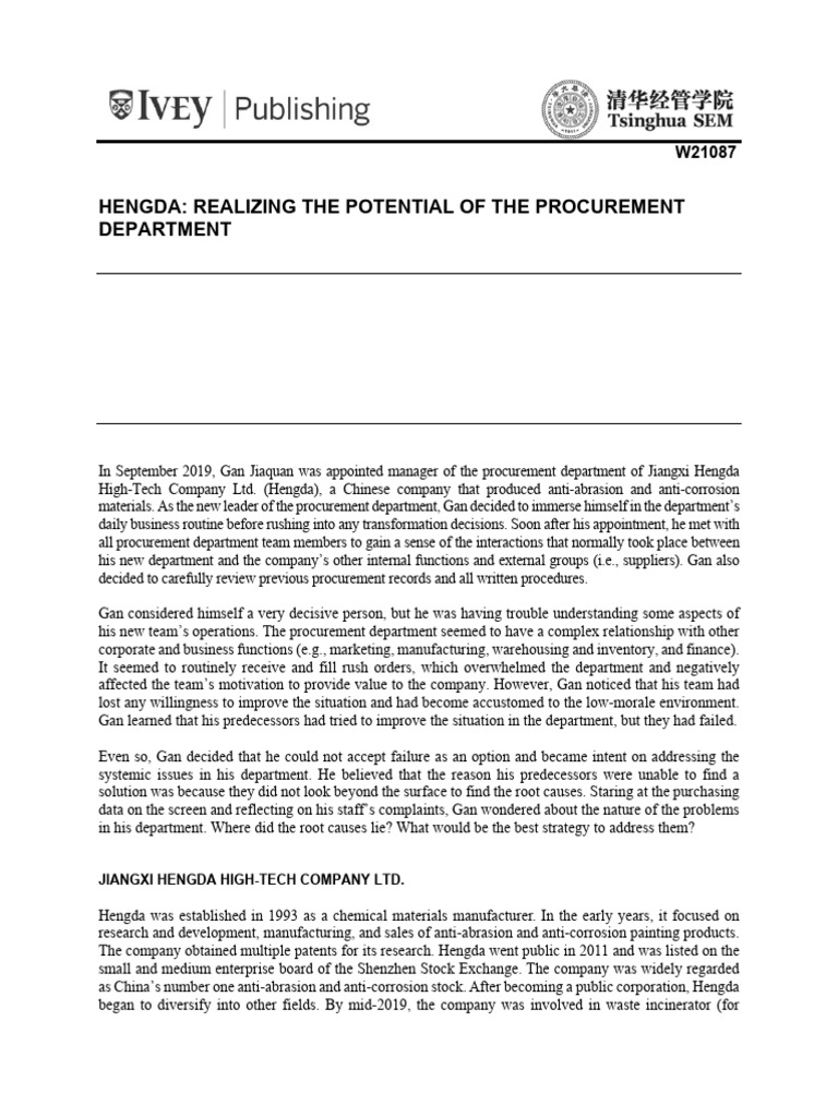 8 Hengda Realizing The Potential of The Procurement Department | PDF ...