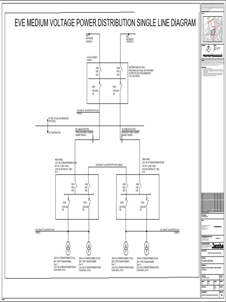 EVE-MV SINGLE LINE DIAGRAM-MV RISER | PDF | Transformer | Electrical Engineering