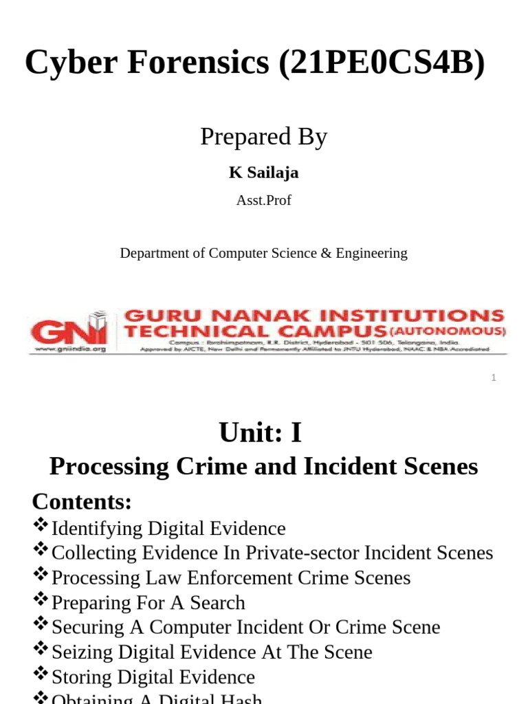 CF-UNIT-I PPT (1) | PDF | Search And Seizure | Computer Forensics