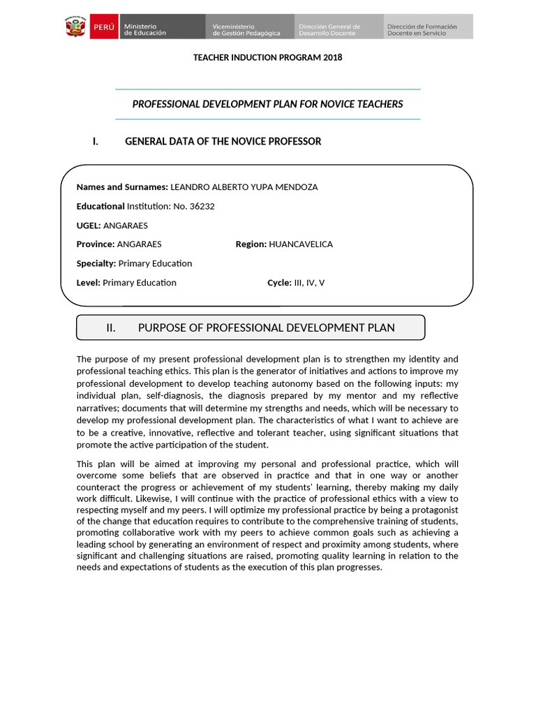 Teacher Professional Development Plan | PDF | Disciplines | Educational ...