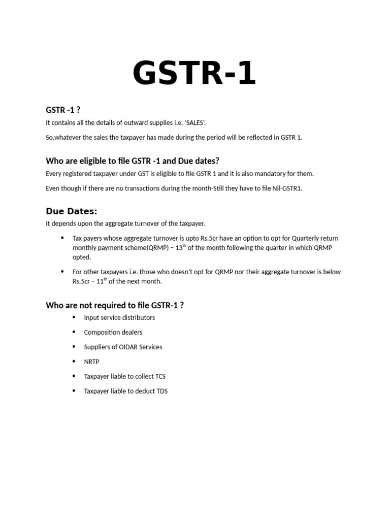 GSTR 1 | PDF