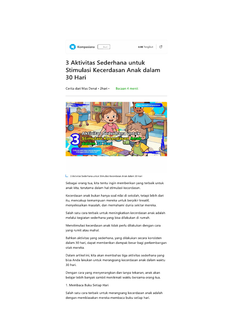 3 Aktivitas Stimulasi Otak | PDF