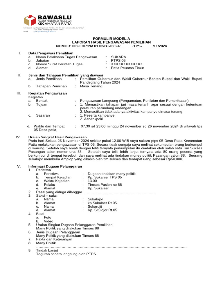 Form A Ptps Patia | PDF