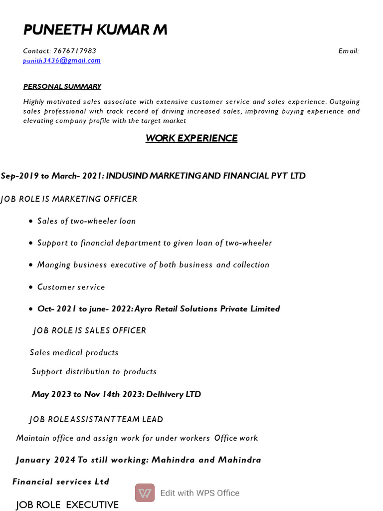 Puneeth Resume | PDF