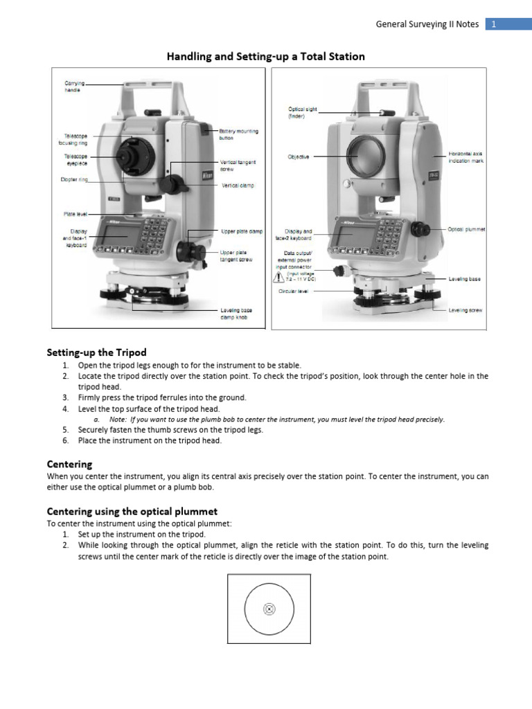 Total Station Setup and Operation Guide | PDF