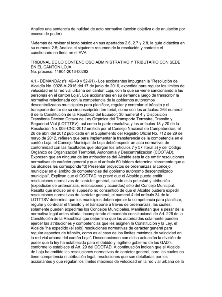 Sentencia de Nulidad de Acto Normativo | PDF | Ley administrativa | Alcalde