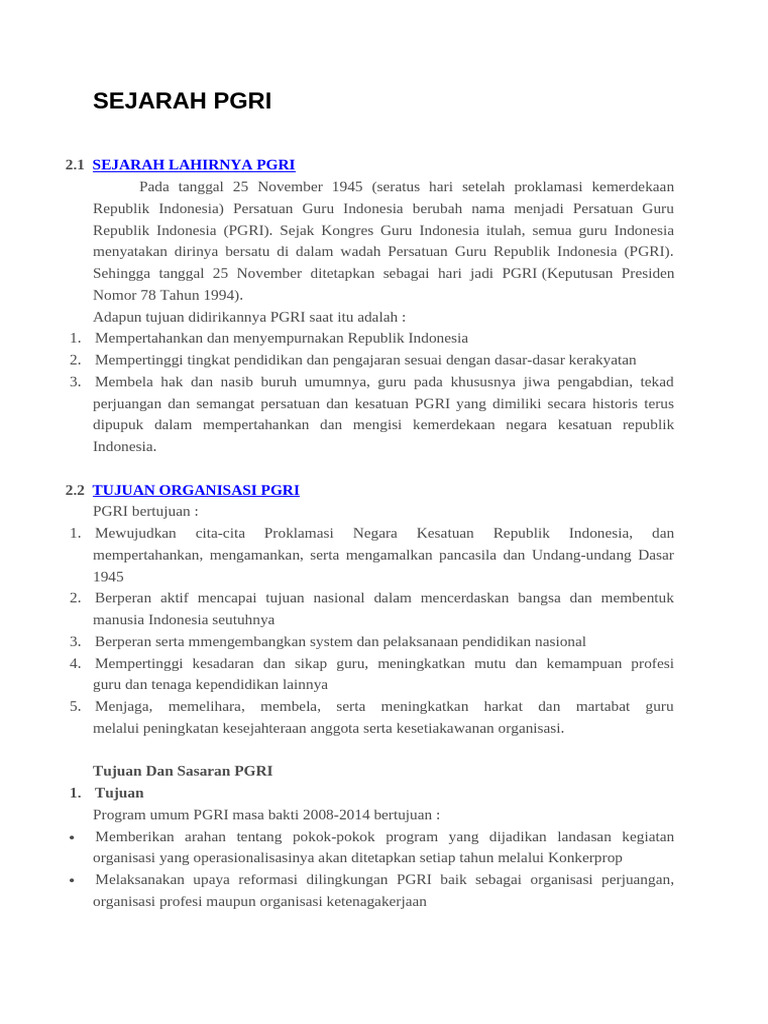 Sejarah Pgri | PDF