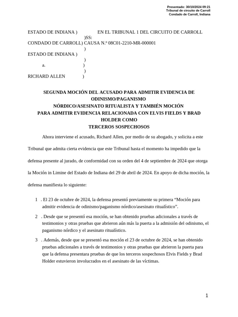 Elvis Fields y Brad Holder - Sospechosos de Terceros | PDF | Crímenes ...