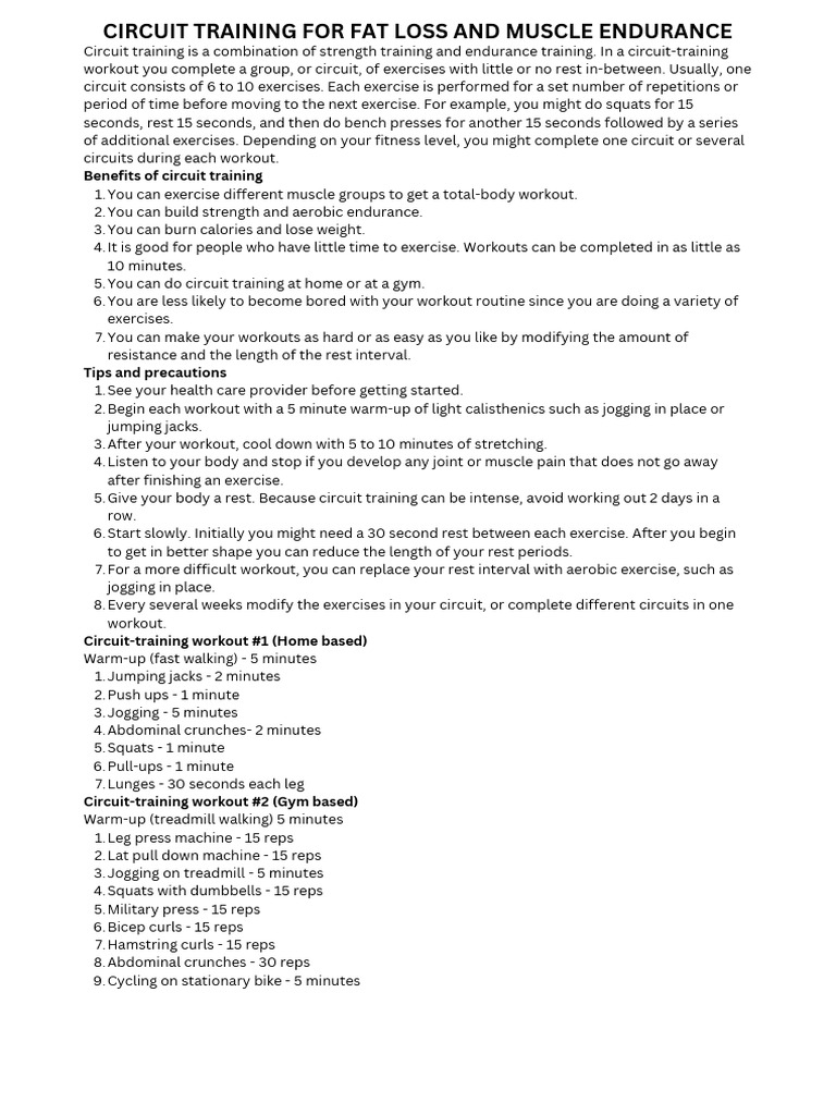 Circuit training detail | PDF | Strength Training | Determinants Of Health