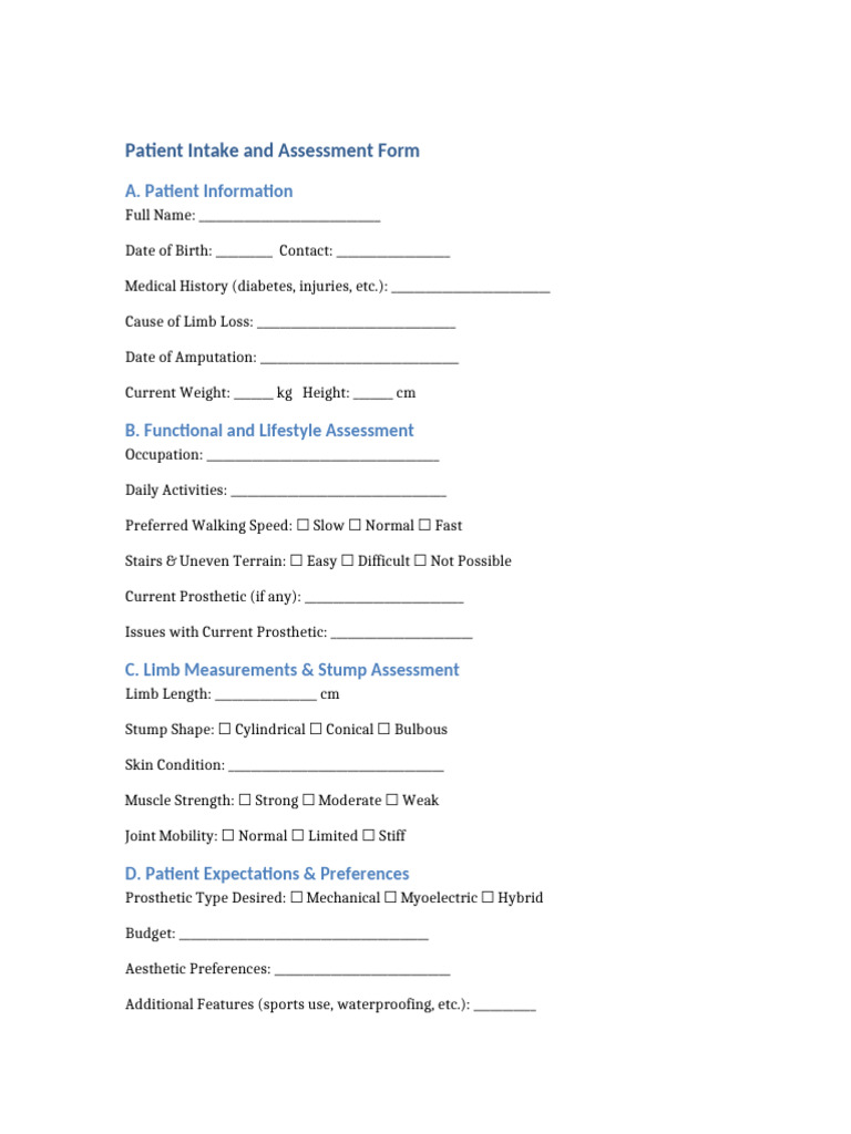 Patient Intake & Assessment Form | PDF
