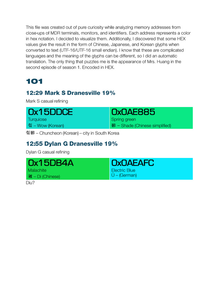 Severance Hex Codes | PDF