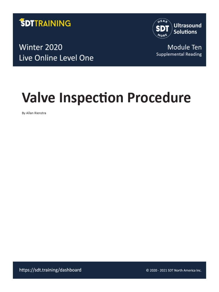 SDT Training Module Ten Valve Inspection Procedure | PDF | Valve | Computing