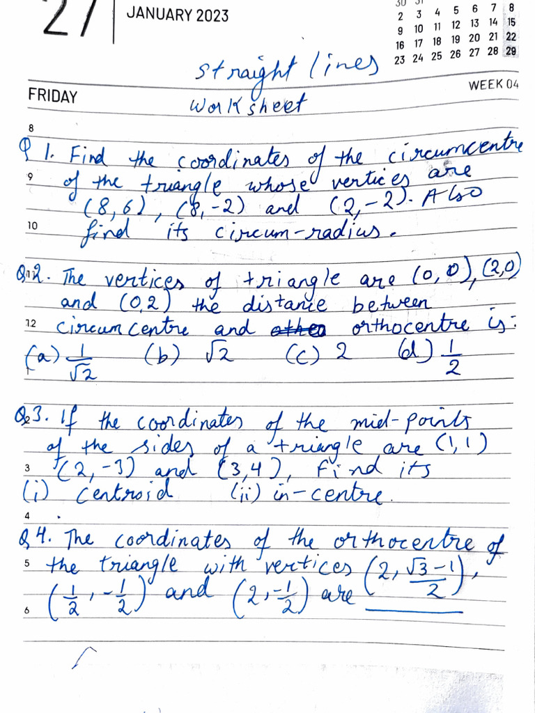 Straight Lines Class XI Math | PDF