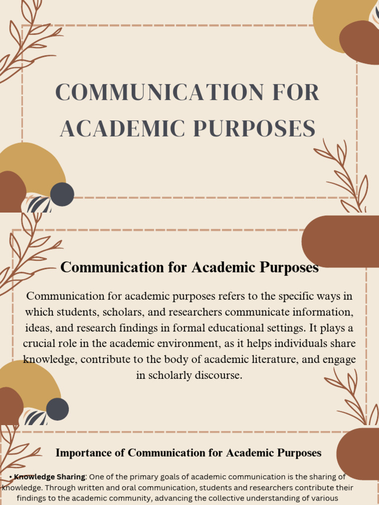 Communication Academics Purposes | PDF | Communication | Citation